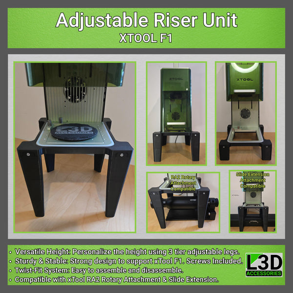 xTool F1 & F2 Adjustable Riser Stand – Laser Engraver Height Extension ...